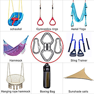 BeneLabel Swing Swivel with 2 Carabiners, 770LB Capacity, Safest Rotational Device Hanging Accessory with 2 Bearing for Aerial Silks Dance, Web Tree Swing, Children's Swing, Yoga Swing Sets