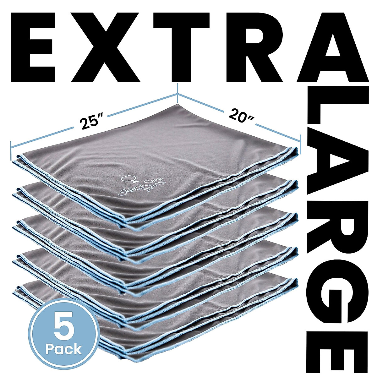 Trendy Bartender Toast to Perfection Microfiber Glass Polishing Lint-Free Cloth for Spotless Shine and a Residue-Free Finish - Pack of 2-25x20 inch - Grey