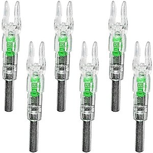 6PCS-New Lighted Nocks for Arrows with .244"/6.2mm Inside Diameter Led Nocks with Switch Button for Archery Hunting (Green)