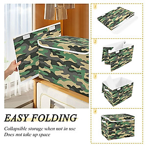 YETTASBIN Camo Texture Storage Basket with Lid and Handles, Large Collapsible Fabric Storage Bins Sturdy Storage Organizer for Shelves, Closet, Bedroom, School, Office, Home Decor