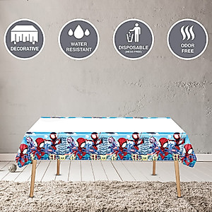 Spidey and His Amazing Friends Birthday Decorations, Party Supplies Set Include Banner, Balloons, Hanging Swirls, Cake Cupcake Toppers, Tablecloth for Boys Girls Spidey Theme Party
