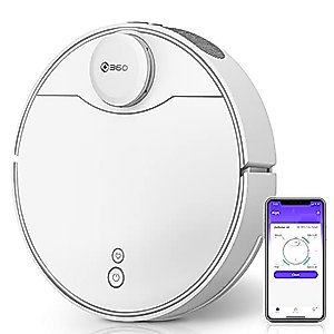 + 360 S9 Robot Vacuum and Mop, Ultrasonic & LiDAR Dual-Eye, Laser Mapping, 2650 Pa, Low Noise Design, 180 mins Running Time, Intelligent Water Tank, No-Go Zones, Compatible with Alexa