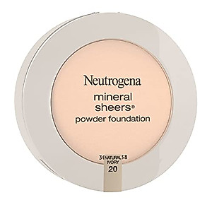 Neutrogena Mineral Sheers Compact Powder Foundation, Lightweight & Oil-Free Mineral Foundation, Fragrance-Free, Natural Ivory 20,.34 oz (Pack of 2)