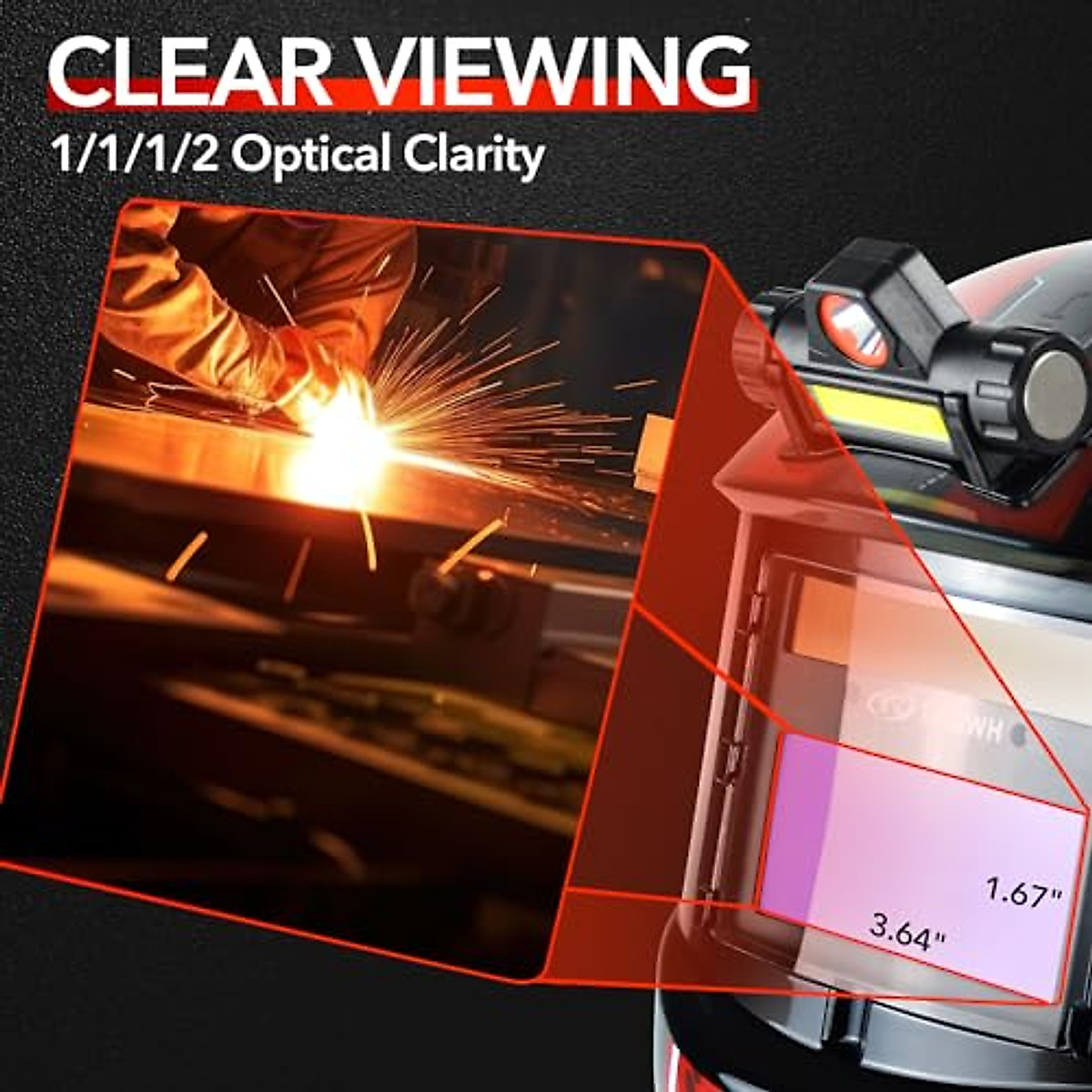 TRQWH Welding Helmets for Men Auto Darkening Welding Hood with LED Light True Color Solar Powered Welder Helmet Adjustable Wide Shade Range 4/9-13 Welder Mask for TIG MIG ARC Weld Plasma Cut Grinding