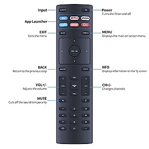 Universal Remote Controller for Vizio Smart TV，XRT136 Replacement Compaitble for All Vizio UHD LED LCD HD 4K HDR and More TVs(D-Series E-Series P-Series V-Series)