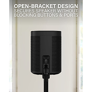 SANUS Adjustable Height Wireless Speaker Stands Designed for Sonos One, One SL, and Play:1 - Tool-Free Adjustment up to 16" and Built-in Cable Management (Black)
