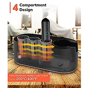 TASALON Hair Dryer Holder, Hair Tool Organizer, 3 in 1 Wall Mounted/Cabinet Door/Countertop Blow Dryer Holder, Flat Iron, Hair Straightener Holder, Curling Iron Holder, Hot Hair Tool Holder- Black