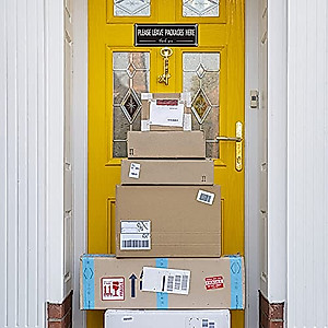 Leave Packages Here Sign Metal, (2 Pack) Package Delivery Sign Instructions, 10" x 3.5" Leave Packages Sign for Front Door, Aluminum Outside Signs, Rust free, Fade Resistant,Weatherproof