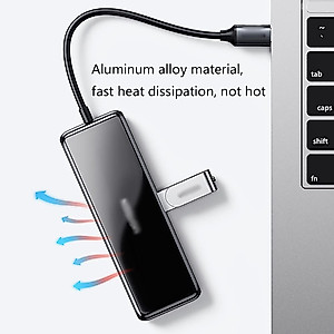 Port Expander USB-C Hub 6 in 1 Multiport USB-C Docking Station with 4K HDMI, 3 USB 3.0 Ports, SD/TF Card Reader, USB Splitter Adapter USB Splitter