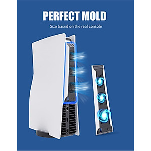 PS5 Cooler for PS5 Cooling Fan, Upgraded Quiet Cooler Fan 3 Cooler External Port USB 3.0 Accessory Compatible with Playstation 5 Digital Edition/Ultra HD Console White