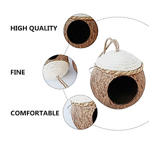 POPETPOP 1pc Coconut Bird Breeding Nest Small Pet Nest Bird House Mushroom Fish Tank Decor Parrot?House?? Small Pet Living House Coconut Shell Birds Nest Outdoor The Bird's Nest Cage Rope