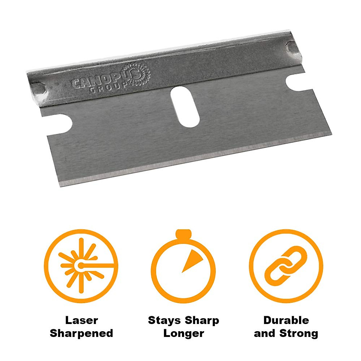 CANOPUS Single Edge Industrial Razor Blades, Safety Straight Edge Razor, 100% Made in USA, Box & Carton Cutter Replacement Blades, Glass and Paint Scraper Razor Blades (10 Pieces)