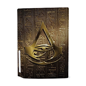 Head Case Designs Officially Licensed Assassin's Creed Logo 3D Heiroglyphics Origins Graphics Vinyl Faceplate Sticker Gaming Skin Decal Compatible With Sony PlayStation 5 PS5 Disc Edition Console