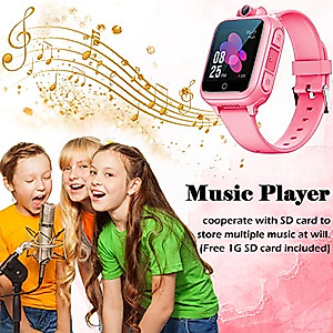 Smart watch for Girl Boy with 14 Puzzle Games MP3 Music Video Player Toddler watch Alarm Clock Camera Voice Recoder 1G SD Card Calculator Stopwatch Timer 3-12 years old watches Christmas Birthday gift