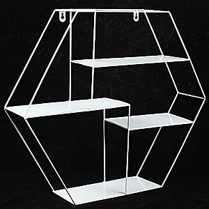 CNCEST White Wall Shelf White Hexagon Shelves Iron Wall Mounted Floating Shelf Shelves Bookshelf Hexagon Shelf Geometric Display Honeycomb Shelves Unit Shelf