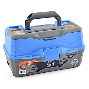 SouthBend Fishing Tackle Box Organizer with Tackle Included, 2 Tray, 136 piece, Blue