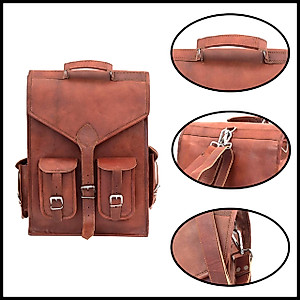 Shy Shy Let’s Touch The Sky 18" leather backpack Laptop Messenger Lightweight School Bag Rucksack Sling Men (13" (W) x 18" (H))