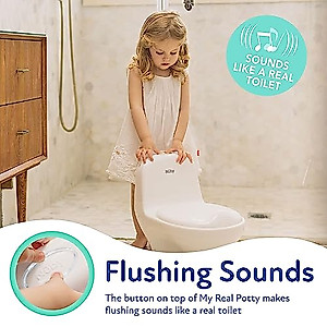 Nuby My Real Potty Training Toilet with Life-Like Flush Button & Sound for Toddlers & Kids, White