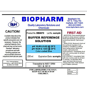 pH Buffer Calibration Solution Kit 3-Pack: pH 4.00, pH 7.00, pH 10.00 Buffers — 250 ml (8.4 fl oz) Each — Color Coded — NIST Traceable for All pH Meters