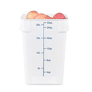 Restaurantware - Met Lux 22 Quart Food Storage Container, 1 White Storage Container - Lids Sold Separately, Blue Volume Markers, Dishwashable Container, Side Handles, For Storing Foods
