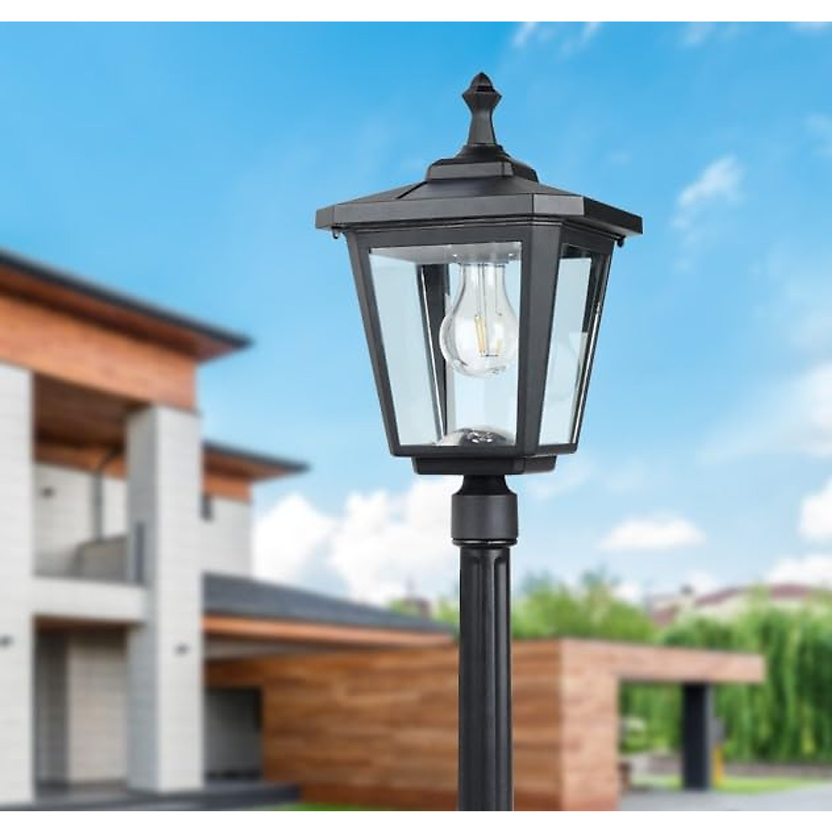 Kemeco Solar Post Light Outdoor ST4319Q Cast Aluminum Filament LED with Mounting Base for Pire Pillar Garden Yard Pole Bollard Gates Driveway Pathway Walkway