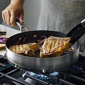 KitchenAid 3-Ply Base Brushed Stainless Steel Nonstick Round Grill Pan/Griddle, 10.25 Inch