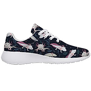 vogiant Womens Tennis Shoes Casual Lightweight Sneaker Soft Comfortable Running Shoes Axolotl Print,US Size 10 Women/8.5 Men Black