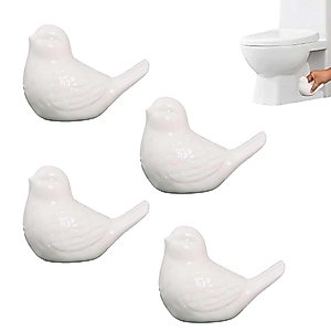 Generic 4-Pack Bird Design Toilet Bolt Caps - Decorative Porcelain Covers for Toilet Bowl Screws, Easy Installation (White)