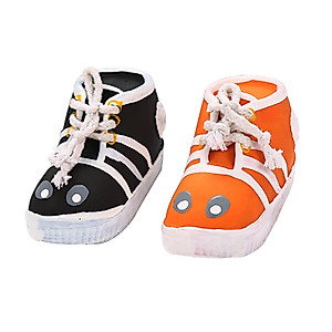 EDMISU Puppy Toys 2-Pack Squeaky Dog Toys Durable Puppy Teething Toys Small Pet Toys Non-Toxic Safety Chew Toys (Cute Shoe Type)
