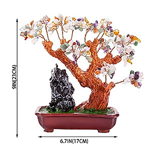 THY COLLECTIBLES Stunning Feng Shui Mix Gemstone Quartz Bonsai Money Tree