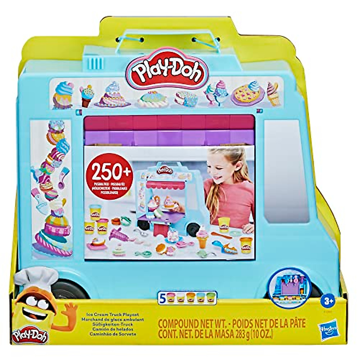 Play-Doh Ice Cream Truck Playset, Pretend Play Toy for Kids 3 Years and Up with 20 Tools, 5 Modeling Compound Colors, Over 250 Possible Combinations