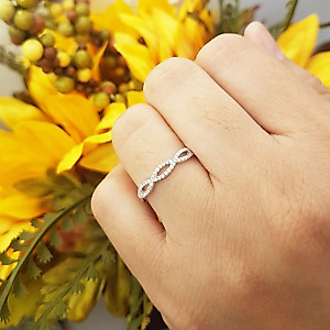 Dazzlingrock Collection 0.25 Carat (Cttw) 925 Sterling Silver Round Diamond Women Infinity Swirl Wedding Band 1/4 CT, Size 6.5