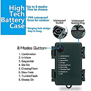 RECESKY C3 Bulbs Christmas String Lights with Built-in Timer - 50 LED 16.4ft Battery String Lights for Outdoor and Indoor, Fairy Lighting Garden, Yard, Garland, House, Xmas Tree, Christmas Decorations