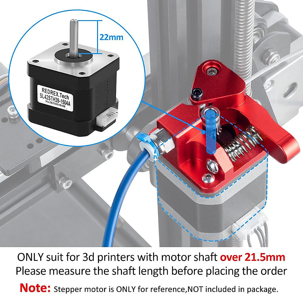 Redrex Dual Gear Ender 3 Extruder with Two Washers Metal Drive Feeder Upgrade Kit Compatible with Creality Ender 3 V2 Pro,Ender 3 Neo Series,CR10 3D Printer TPU Filament Supported(Motor Shaft>20mm)