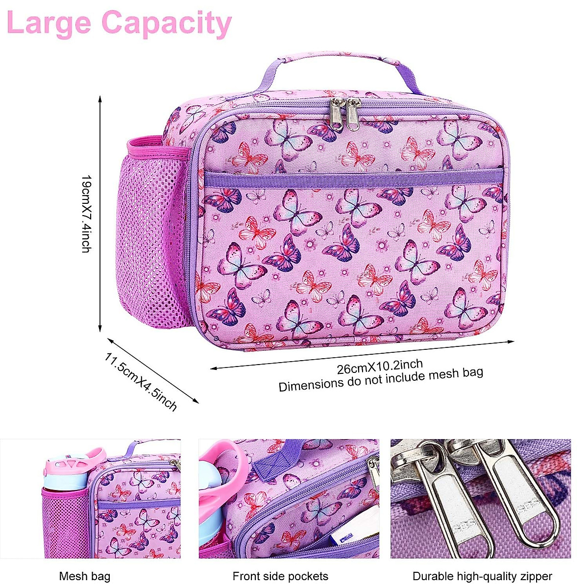 RHCPFOVR Kids Lunch Bag - Insulated Lunch Box for Boys Girls,Washable Lunch Bag and Reusable Toddler Leak-proof Lunchbox for School and Daycare