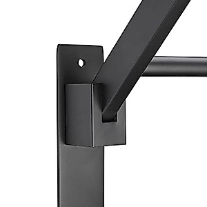 Yescom Foldable Towel Rack with Towel Hooks and Adjustable Towel Bar for Bathroom Wall Mounted 24 Inch 304 Stainless Steel Shelf Matt Black