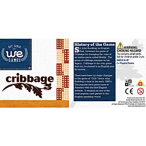 WE Games- Classic Wooden Cribbage Board Game Set- Solid Oak