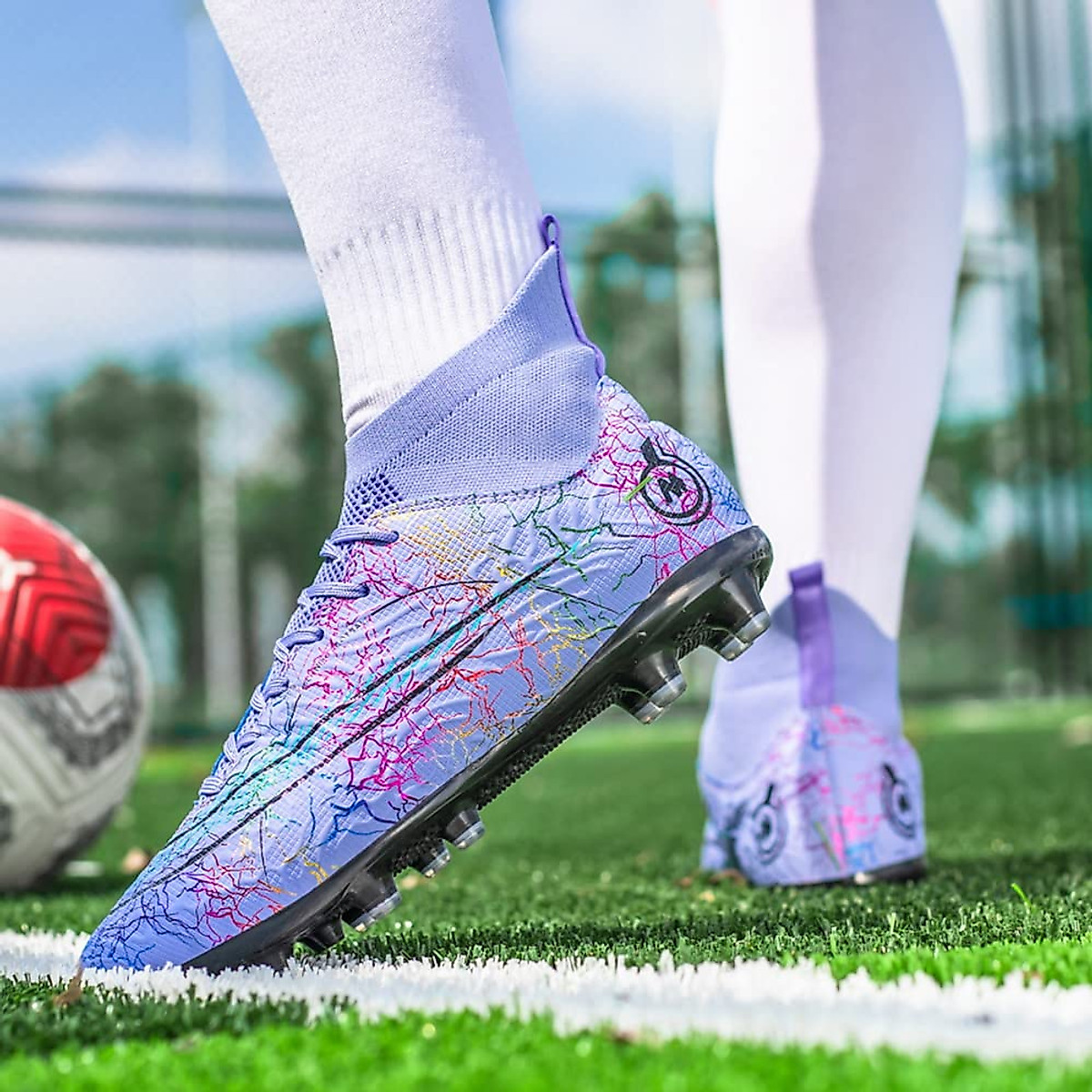 DHOVOR Men's Women's Soccer Shoes Youth Football Cleats Unisex Adult Athletics Football Trainers FG/TF Football Cleats Teenagers Football Cleats