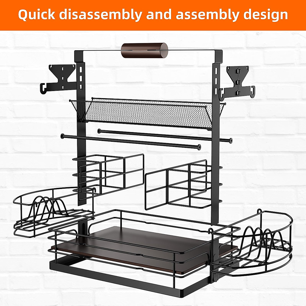 Grill Caddy BBQ Caddy with Paper Towel Holder Kitchen Organization Outdoor Camping Condiment Picnic Accessories Storage Organizer Easy to Disassemble Rv Barbecue Utensil Holder Upgraded Version