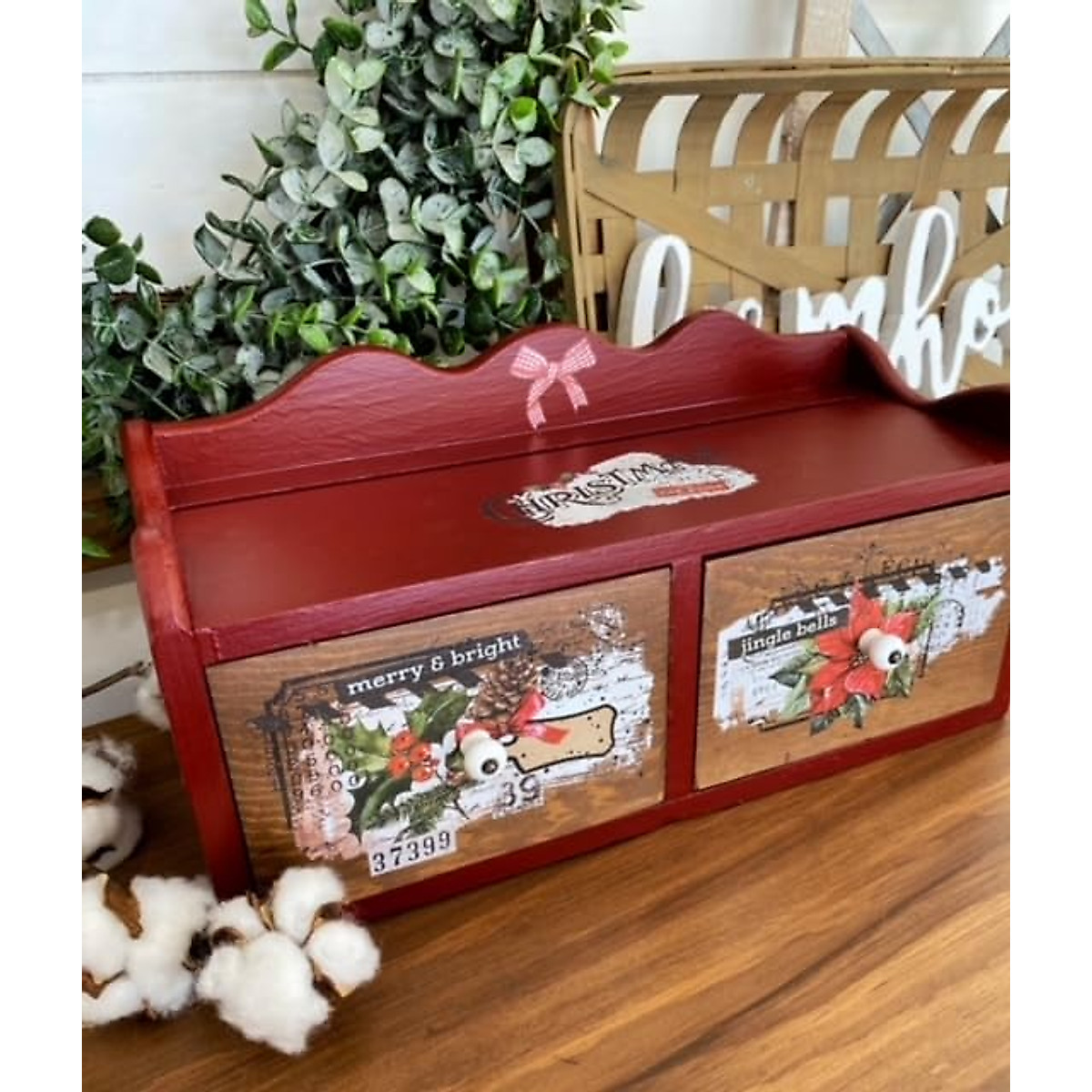 Redesign with Prima Prima Redesign Xmas Tag 6inch X 12inch Transfer red, green, tan, black