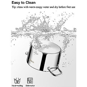 VENTION 3-Ply Stainless Steel Pot, Soup Pot with Lid, 4.6 Quart Cooking Pot