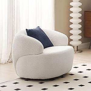 LyuHome Curved Sofa Couch, 35" Modern Single Seat Sofa Chair, Upholstered Boucle Sofa Chair with Pillows for Living Room Bedroom Apartment Tufted Sofa, Beige