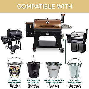 (15 Pack) Grease Bucket Liner Compatible with Pit Boss Grills 67292 Foil, Oklahoma Joe's 9518545P06, Rec Tec Large Bucket & Other Grill Bucket Accessories l 6.3” x 6.0” l Disposable Aluminum