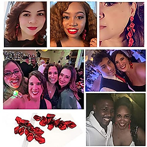 Dangle Acrylic Petal Earrings - Long Drop Rose Flower Earrings for Women