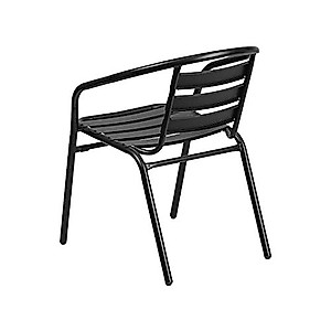 Flash Furniture Lila 4 Pack Black Metal Restaurant Stack Chair with Aluminum Slats
