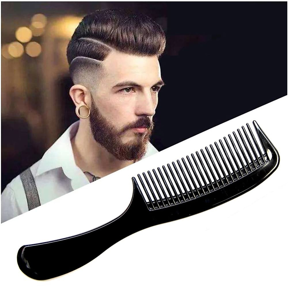LUXXII - (6 Pack) 8 inch Black Styling Essentials Round Handle Comb Pocket
