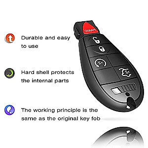 VOFONO Remote Car Key 5-Button SUV Fit for Grand Cherokee 2008-2013/ Commander 2008-2010, FCC ID: M3N5WY783X (Set of 2)