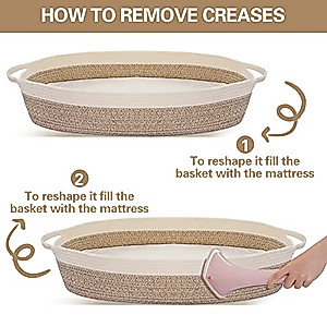 YECELINST Baby Changing Basket, Handmade Woven Cotton Rope Moses Basket for Babies Changing Basket, with Thick Foam Pad and Removable Waterproof Mattress Cotton Pad, Changing Table Topper for Dresser