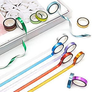 30 Rolls Washi Tape,Multi-Colored & Gold Metallic Washi Masking Tape - 8mm x 4m Rainbow Paper Tape for DIY Crafts (Mix)