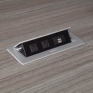 NBF at Work 16' Expandable Conference Tables - Warm Ash Laminate Conference Room Tables - Steel Leg Office Meeting Table - Durable Training Tables with Built in Power Module (47.24"Dx188.96"Wx29.53"H)